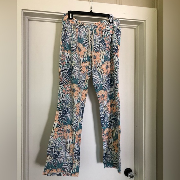 Roxy | Pants & Jumpsuits | Roxy Linen Printed Oceanside Pants | Poshmark